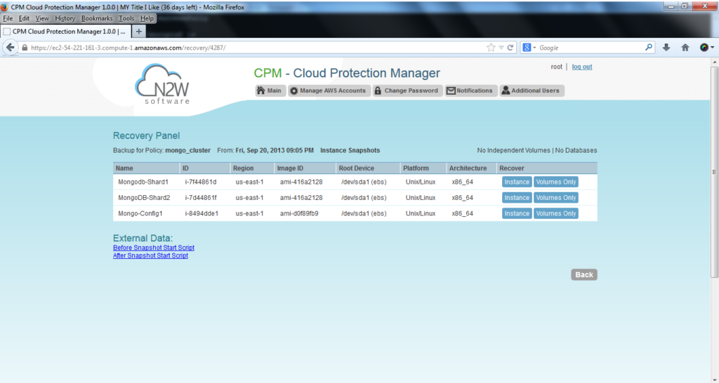 Ec2 Mongodb Shard Cluster Consistent Backup Using Ebs Snapshots And N2ws Part Ii N2ws